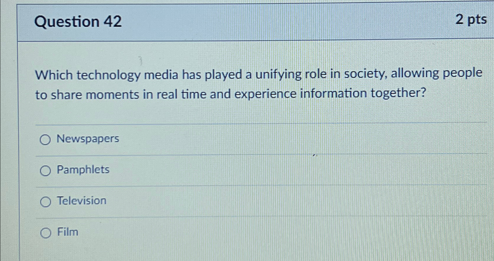 Solved Question 422 ﻿ptsWhich technology media has played a | Chegg.com