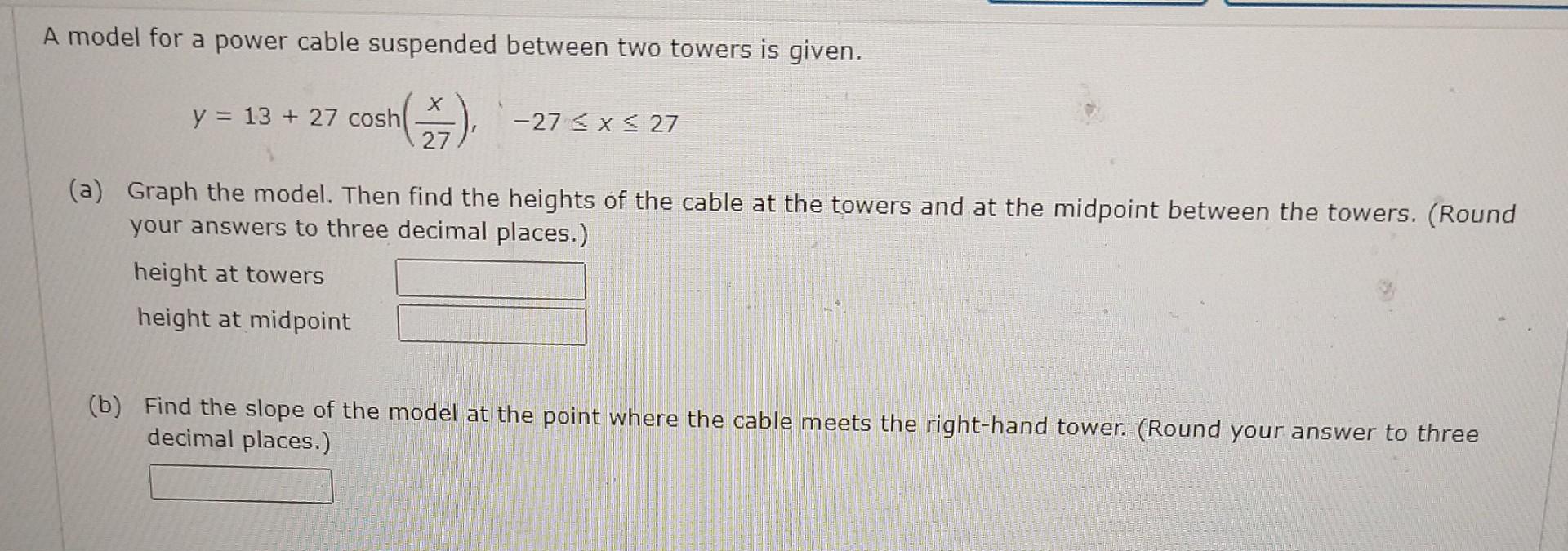 Solved A model for a power cable suspended between two | Chegg.com