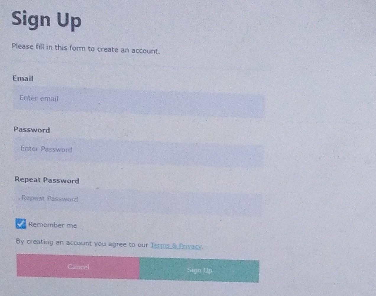 Solved Create the following sign-up page: Please fill in | Chegg.com
