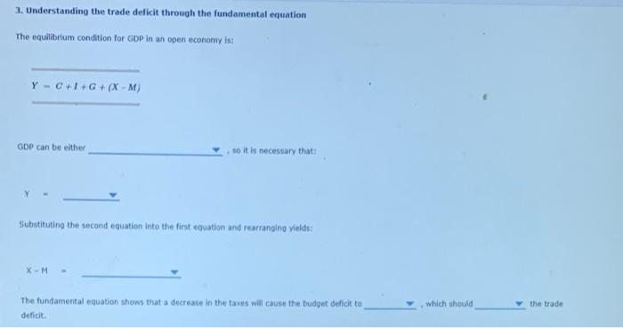 Solved 3. Understanding the trade deficit through the | Chegg.com