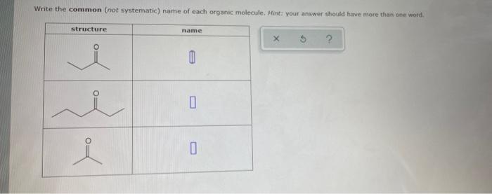 Solved Write the common (not systematic) name of each | Chegg.com