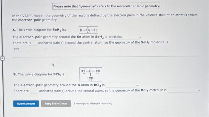 Solved Please note that "geometry" refers to the molecular | Chegg.com
