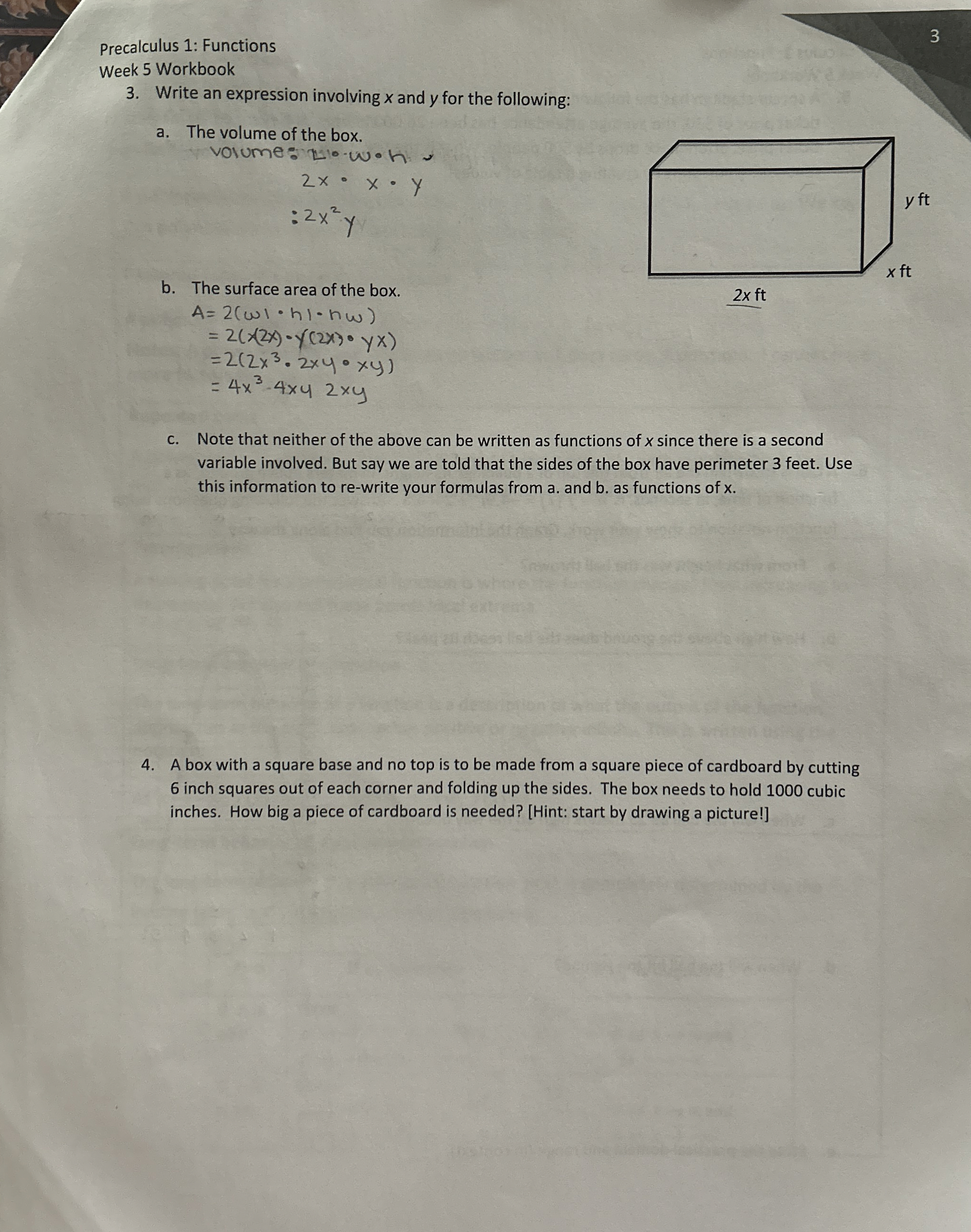 Solved Precalculus 1: Functions3Week 5 ﻿Workbook3. ﻿Write an | Chegg.com