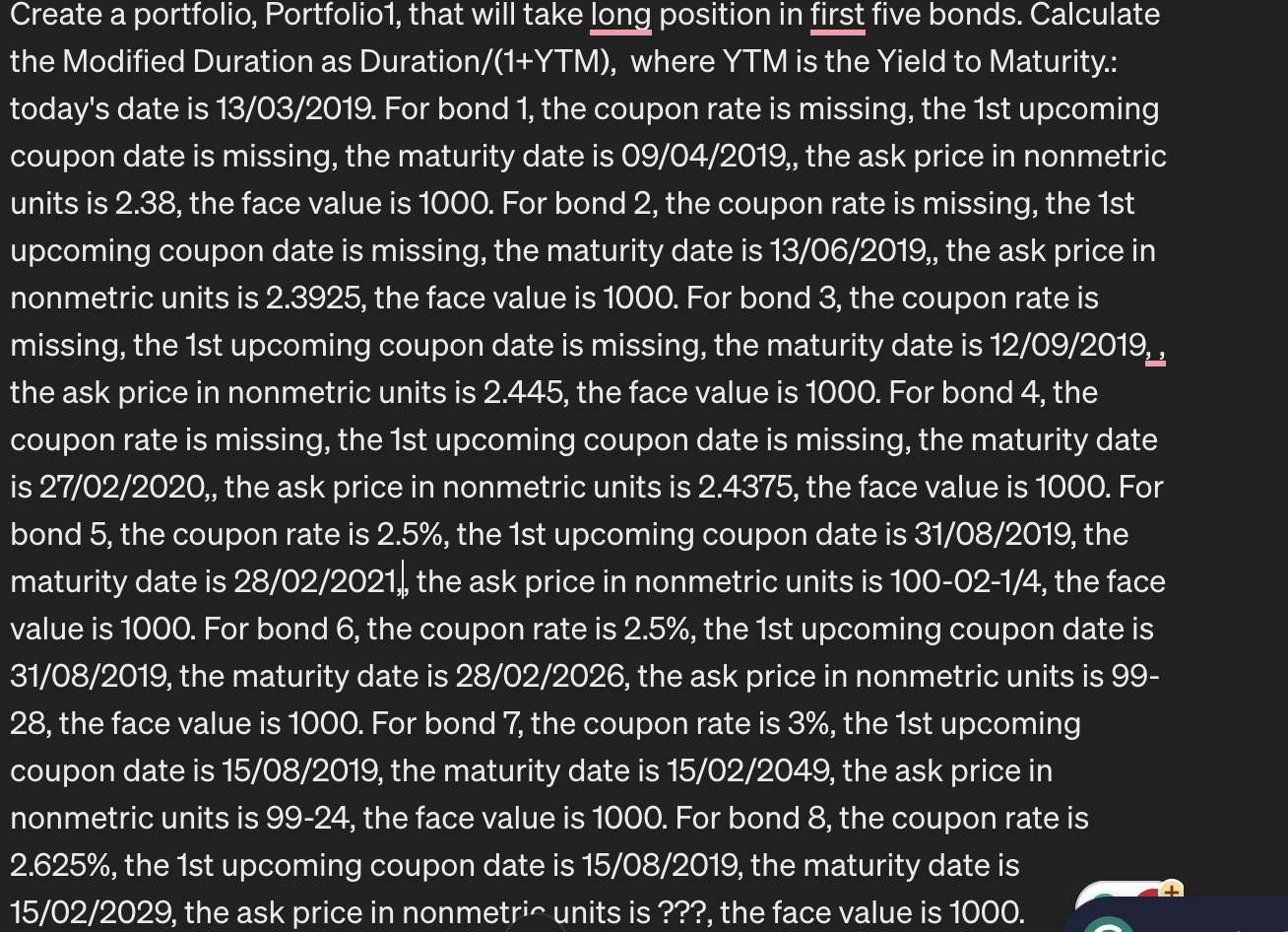 Solved Create a portfolio, Portfolio1, ﻿that will take long | Chegg.com