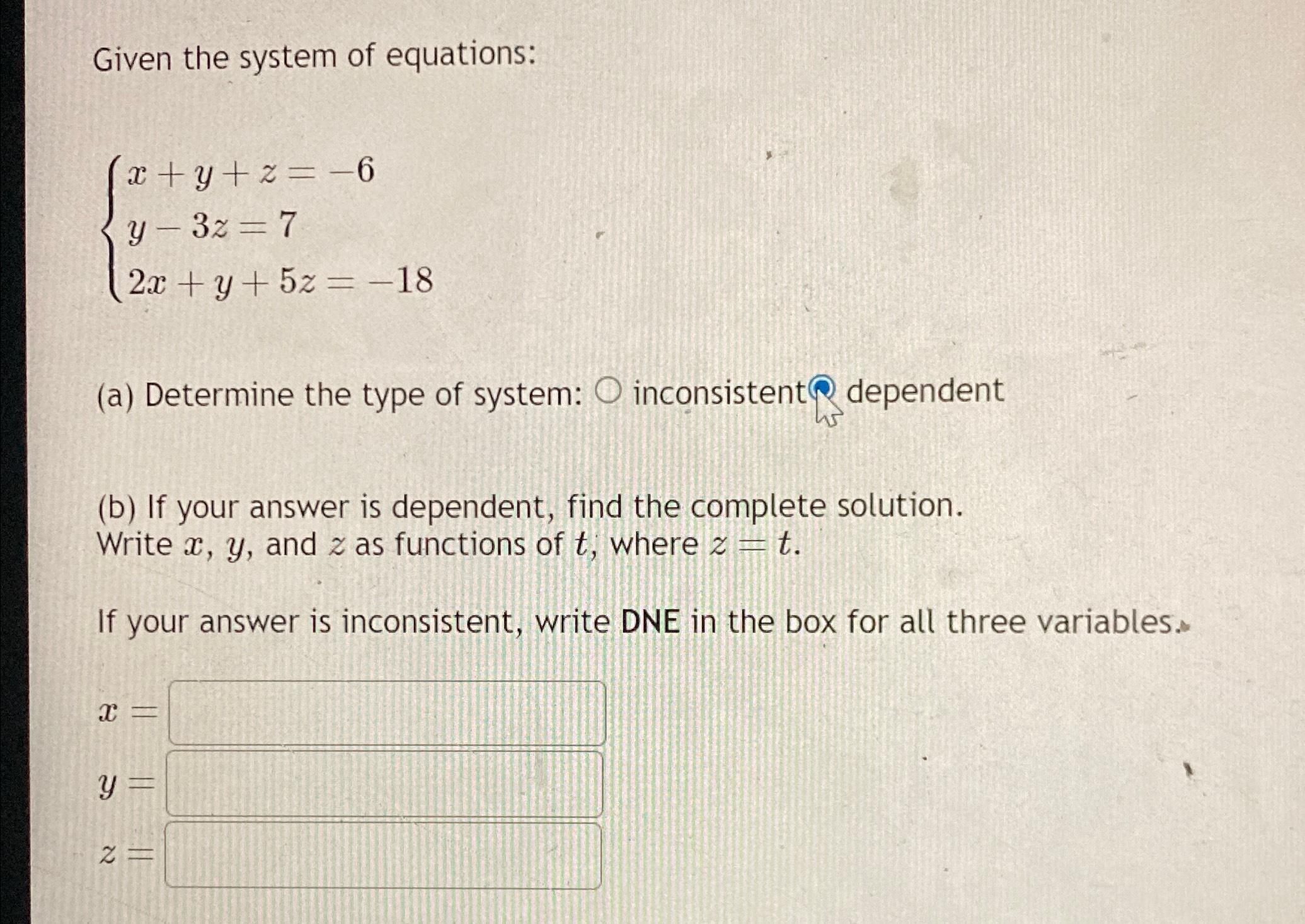 Solved Given the system of | Chegg.com