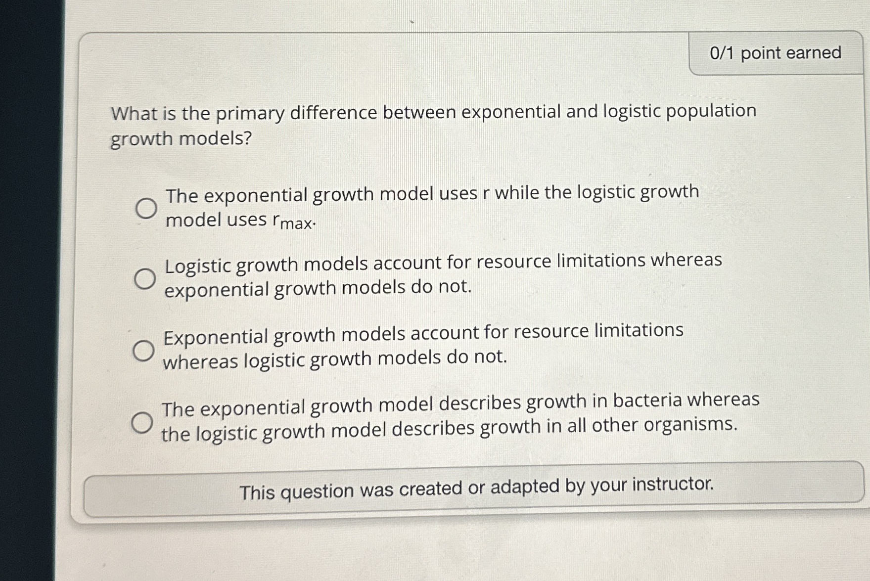 Solved 0/1 ﻿point earnedWhat is the primary difference | Chegg.com