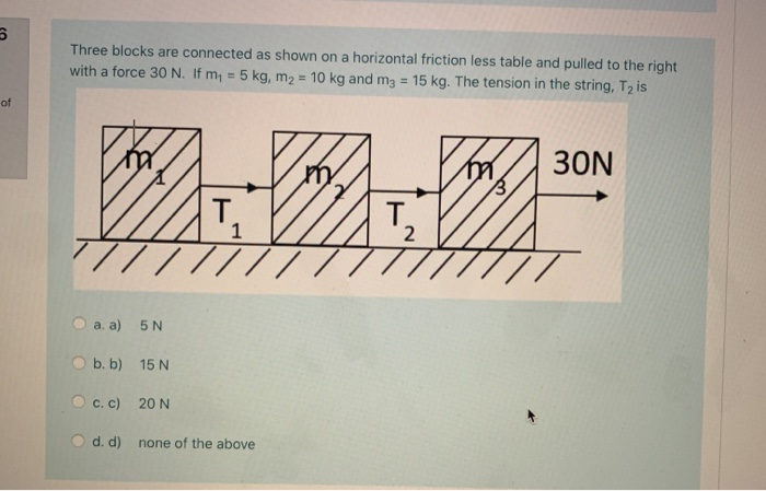 Solved 6 Three blocks are connected as shown on a horizontal | Chegg.com