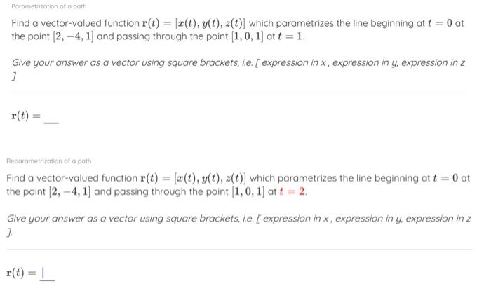 Solved Find a vector-valued function r(t)=[x(t),y(t),z(t)] | Chegg.com