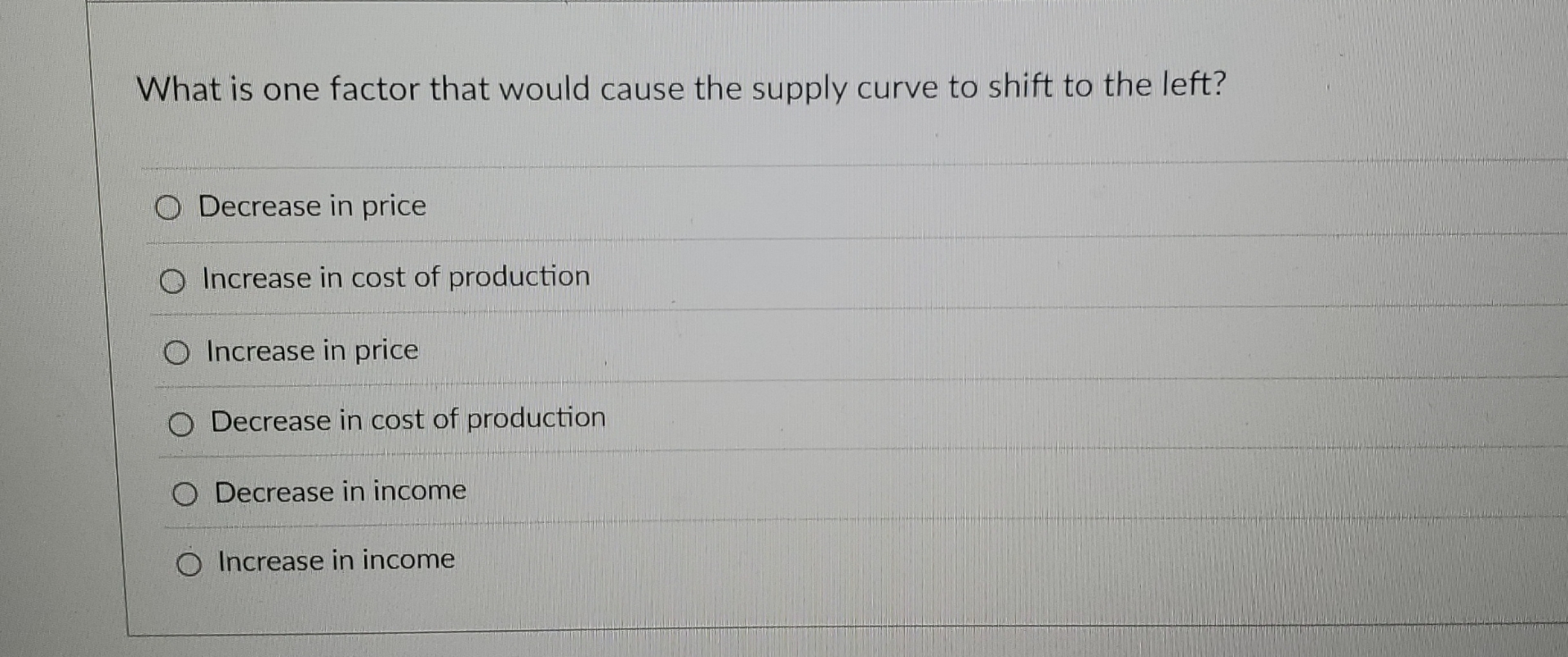 Solved What is one factor that would cause the supply curve | Chegg.com
