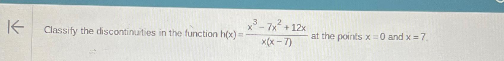 Solved Classify the discontinuities in the function | Chegg.com