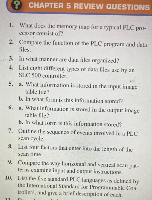 Solved 1. What does the memory map for a typical PLC | Chegg.com