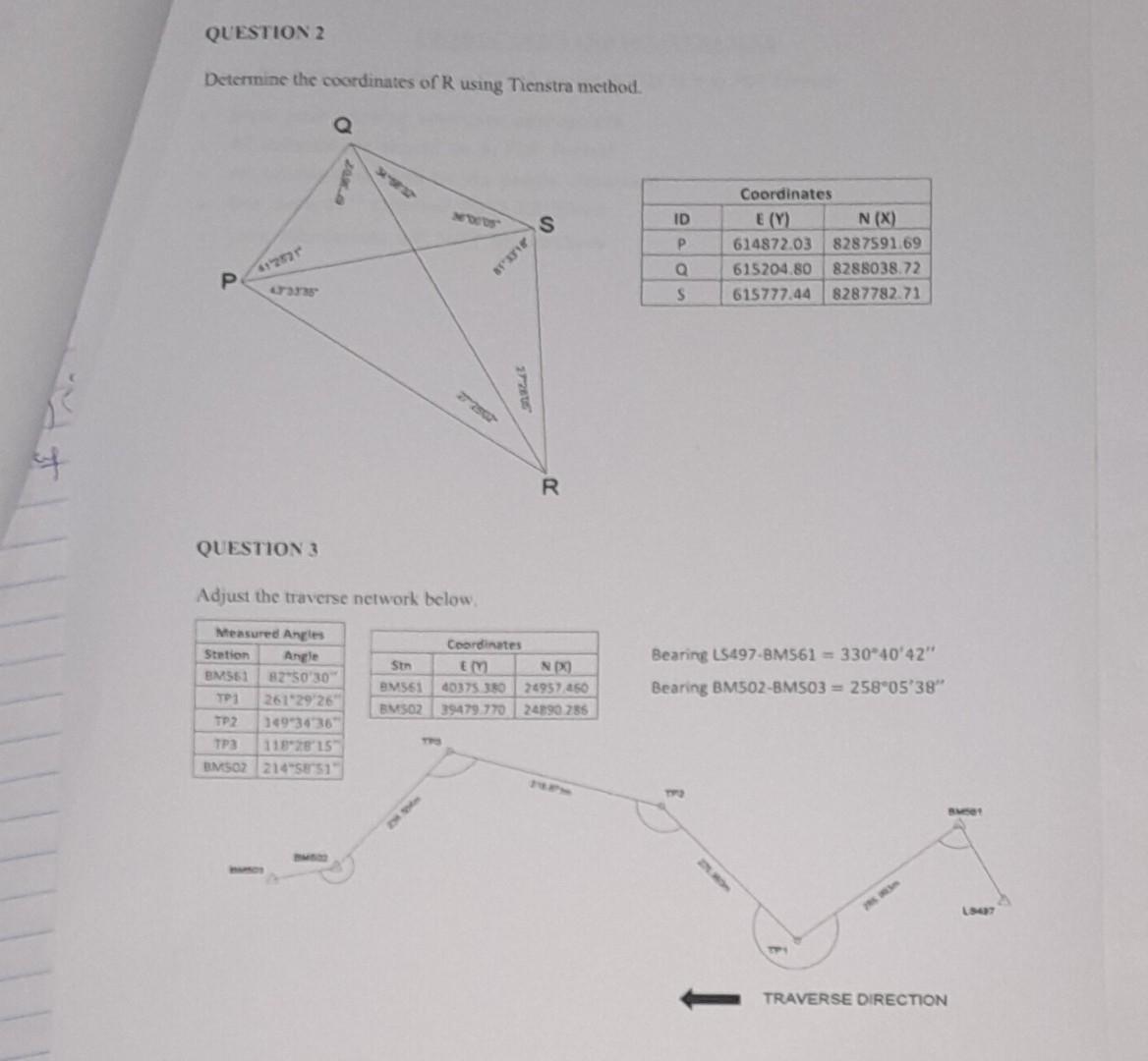 Solved Given that the coordinates of BM1 and BM2 are | Chegg.com
