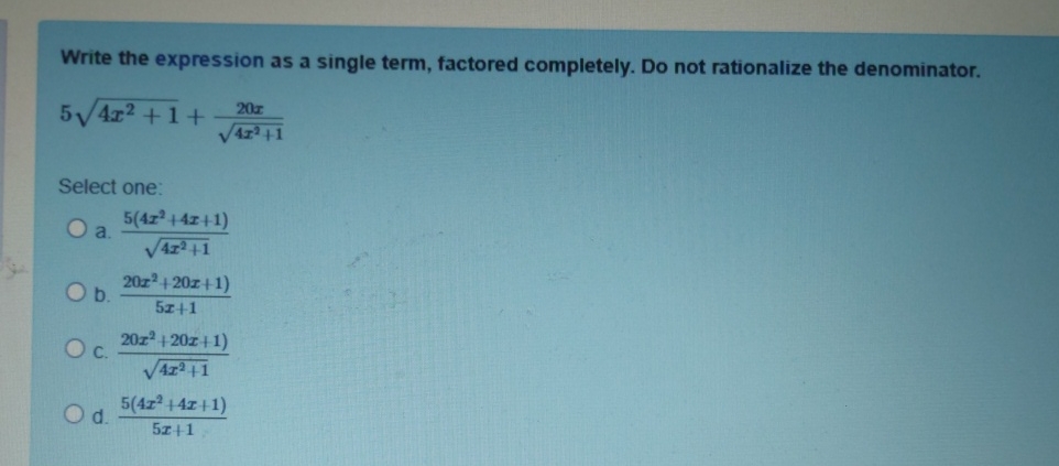 Solved Write the expression as a single term, factored | Chegg.com