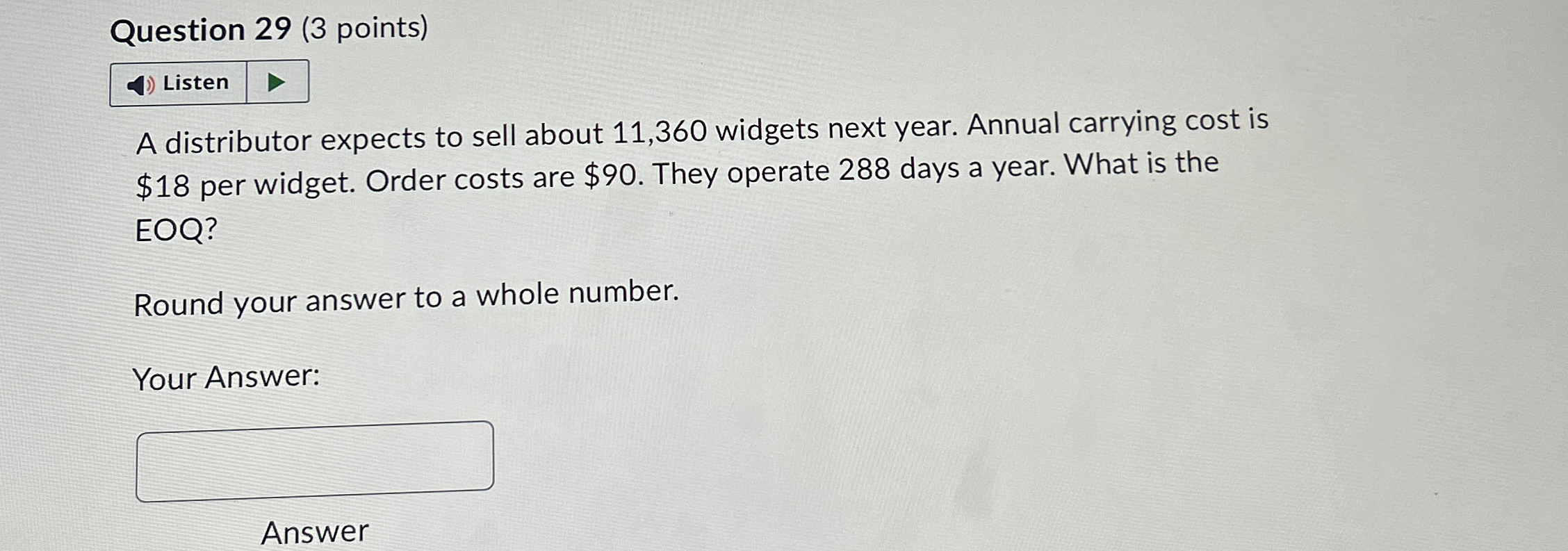 Solved Question 29 (3 ﻿points)ListenA distributor expects to | Chegg.com