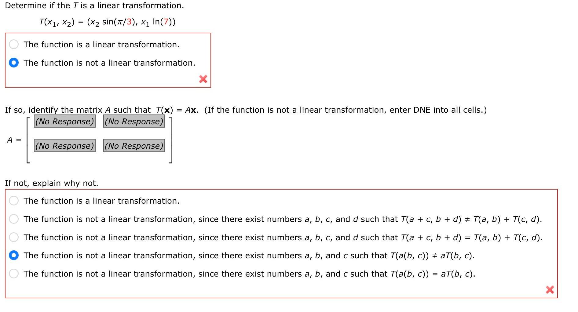 Solved Determine if the T is a linear transformation. | Chegg.com