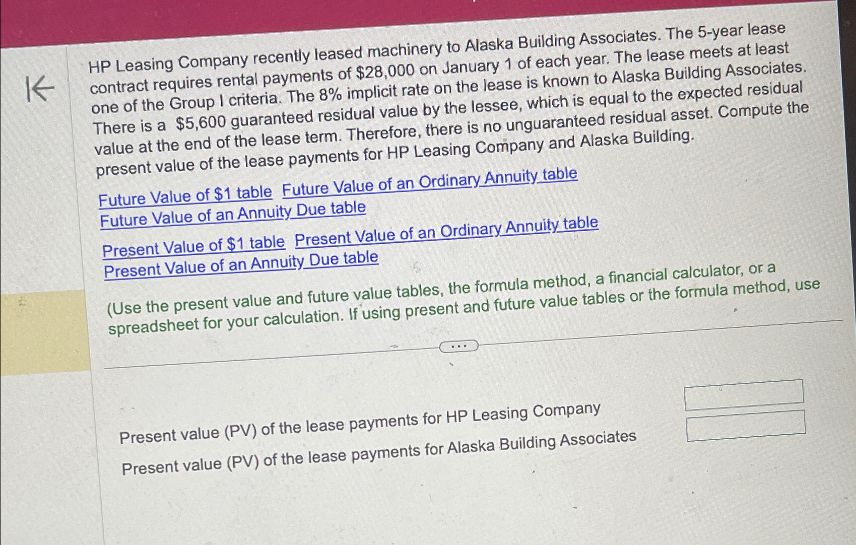 Solved HP Leasing Company recently leased machinery to | Chegg.com