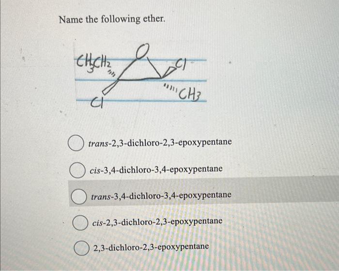 Solved Name the following ether. | Chegg.com