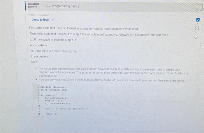 Solved Jump to level 1 First, write code that uses cin to | Chegg.com