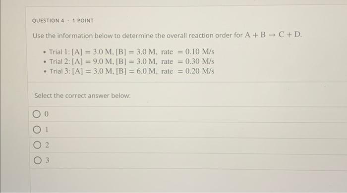 Solved Use the information below to determine the overall | Chegg.com
