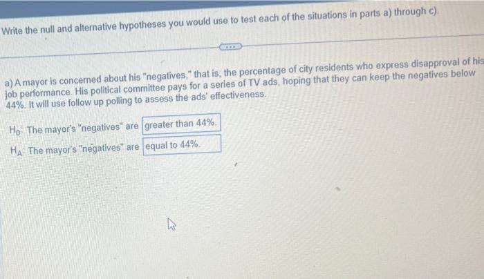Solved Write the null and alternative hypotheses you would | Chegg.com