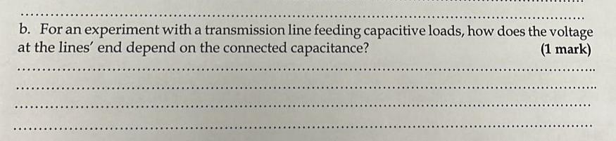 Solved b. For an experiment with a transmission line feeding | Chegg.com