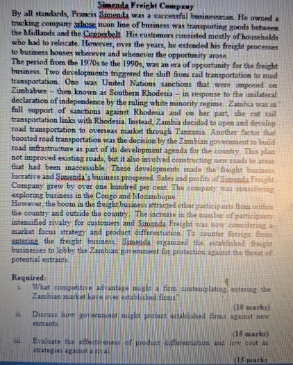 Solved Simenda Freight CamprayBy all standards, Francis | Chegg.com