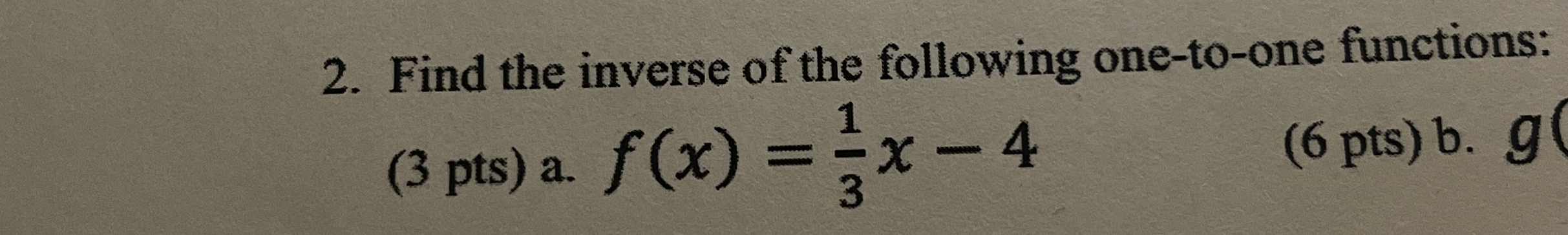Solved Find the inverse of the following one-to-one | Chegg.com