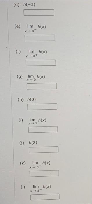 Solved (d) h(−3) (e) limx→0−h(x) (f) limx→0+h(x) (g) | Chegg.com