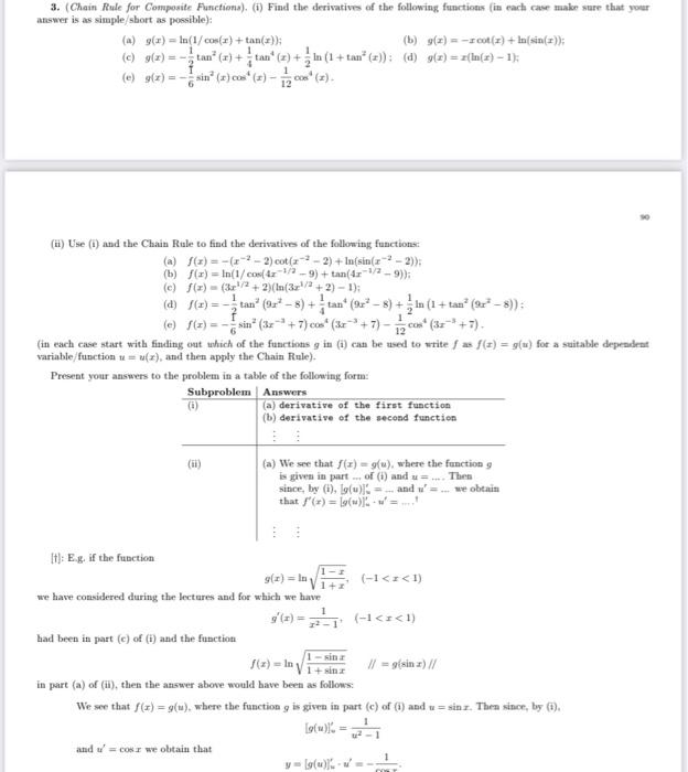 Solved 3. (Chain Rule for Conuposite Functions), (i) Find | Chegg.com