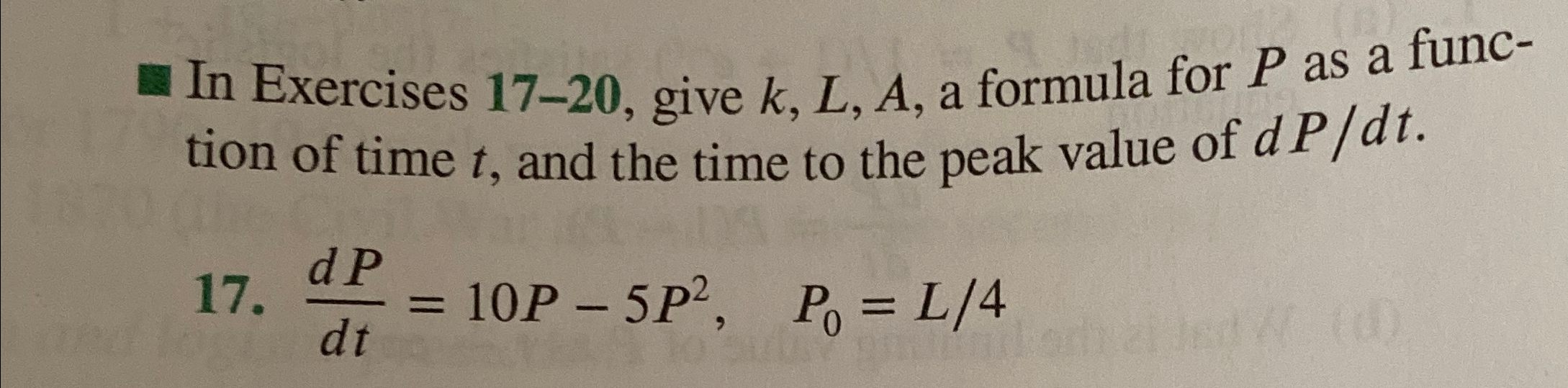 Solved In Exercises 17-20, ﻿give k,L,A, ﻿a formula for P ﻿as | Chegg.com