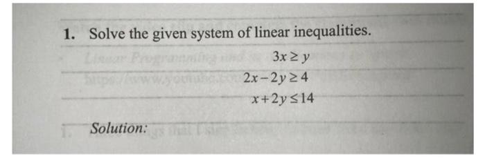 Solved 1. Solve the given system of linear inequalities. | Chegg.com