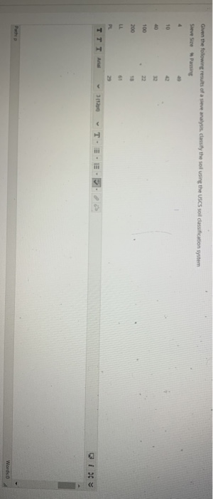 Solved Given the following results of a sieve analysis, | Chegg.com