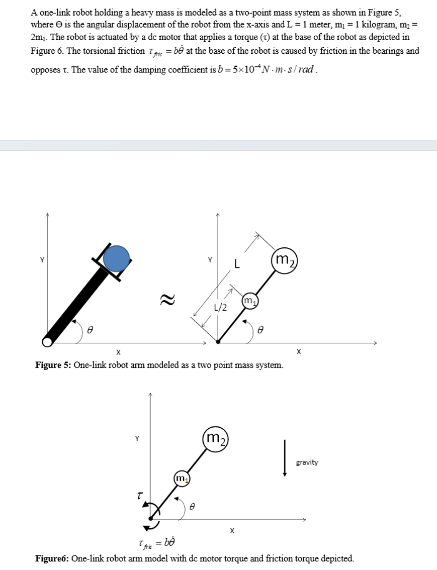Solved A one-link robot holding a heavy mass is modeled as a | Chegg.com
