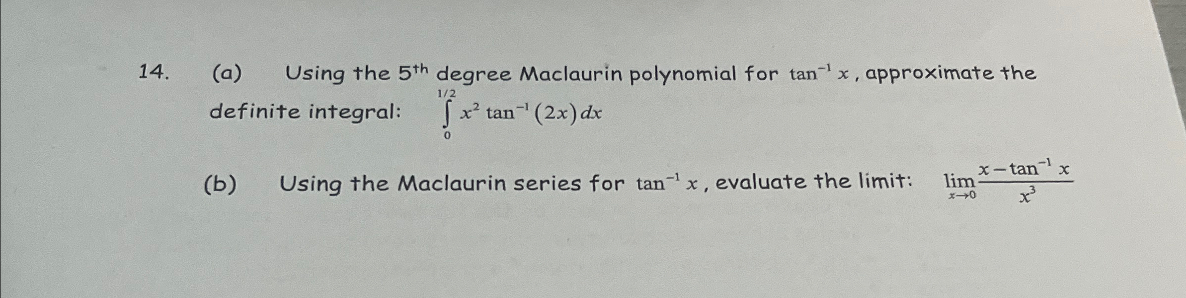 Solved (a) ﻿Using the 5th ﻿degree Maclaurin polynomial for | Chegg.com