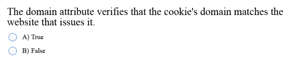 Solved The domain attribute verifies that the cookie's | Chegg.com