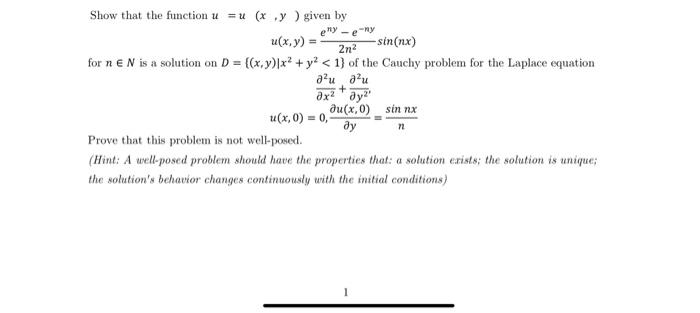 Solved Show that the function u=u(x,y) given by | Chegg.com