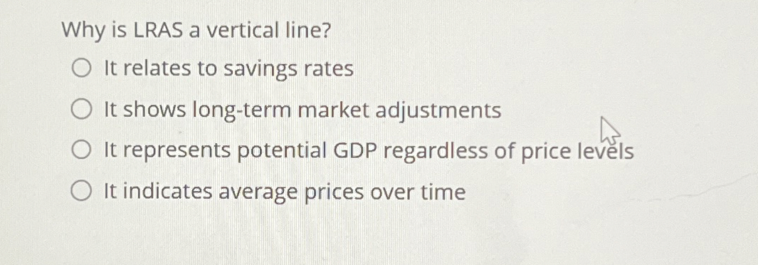 Solved Why is LRAS a vertical line?It relates to savings | Chegg.com