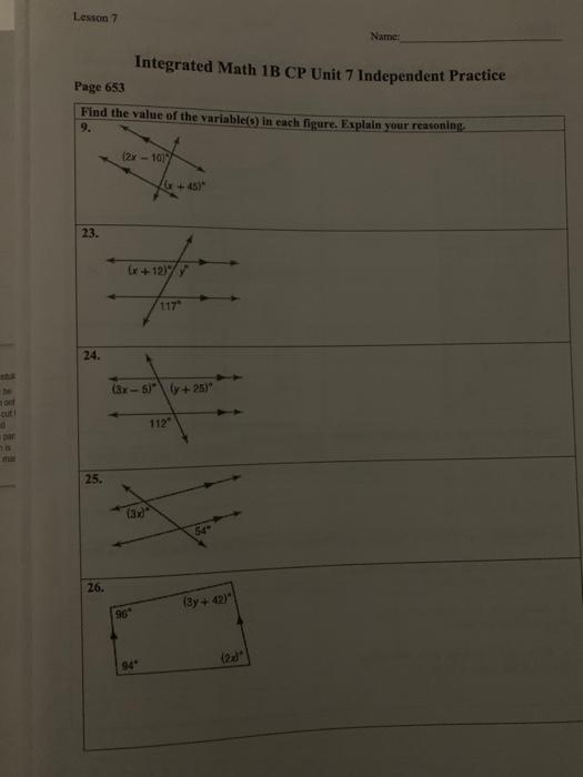 Solved Lesson? Name: Integrated Math 1B CP Unit 7 | Chegg.com
