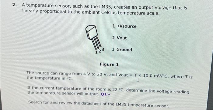 Solved A temperature sensor, such as the LM35, creates an | Chegg.com