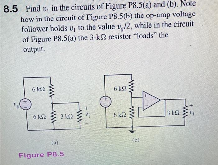 Solved 3.5 Find v1 in the circuits of Figure P8.5(a) and | Chegg.com