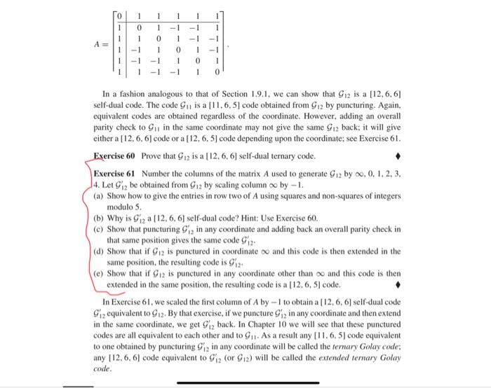 Solved A=⎣⎡011111101−1−111101−1−11−1101−11−1−110111−1−110⎥⎤ | Chegg.com