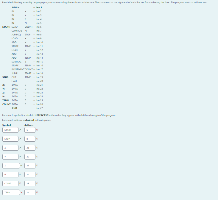 Solved Read the following assembly language program written | Chegg.com