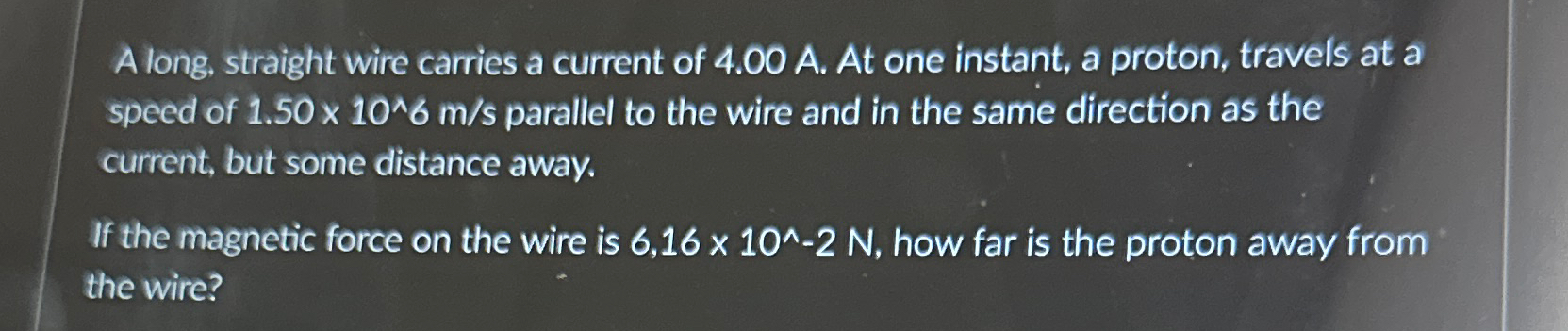 Solved A long, straight wire carries a current of 4.00A. ﻿At | Chegg.com