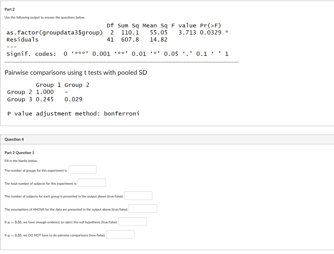 Solved Part 2Use the following output to answer the | Chegg.com