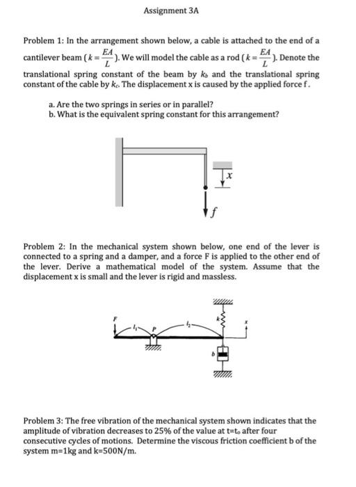 Solved Assignment 3A EA Problem 1: In the arrangement shown | Chegg.com