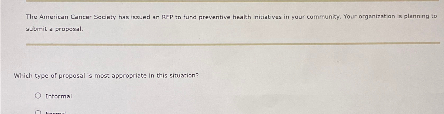 Solved The American Cancer Society has issued an RFP to fund | Chegg.com