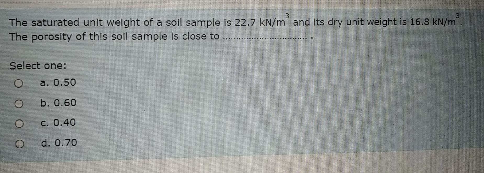 Solved 3 3 The saturated unit weight of a soil sample is | Chegg.com