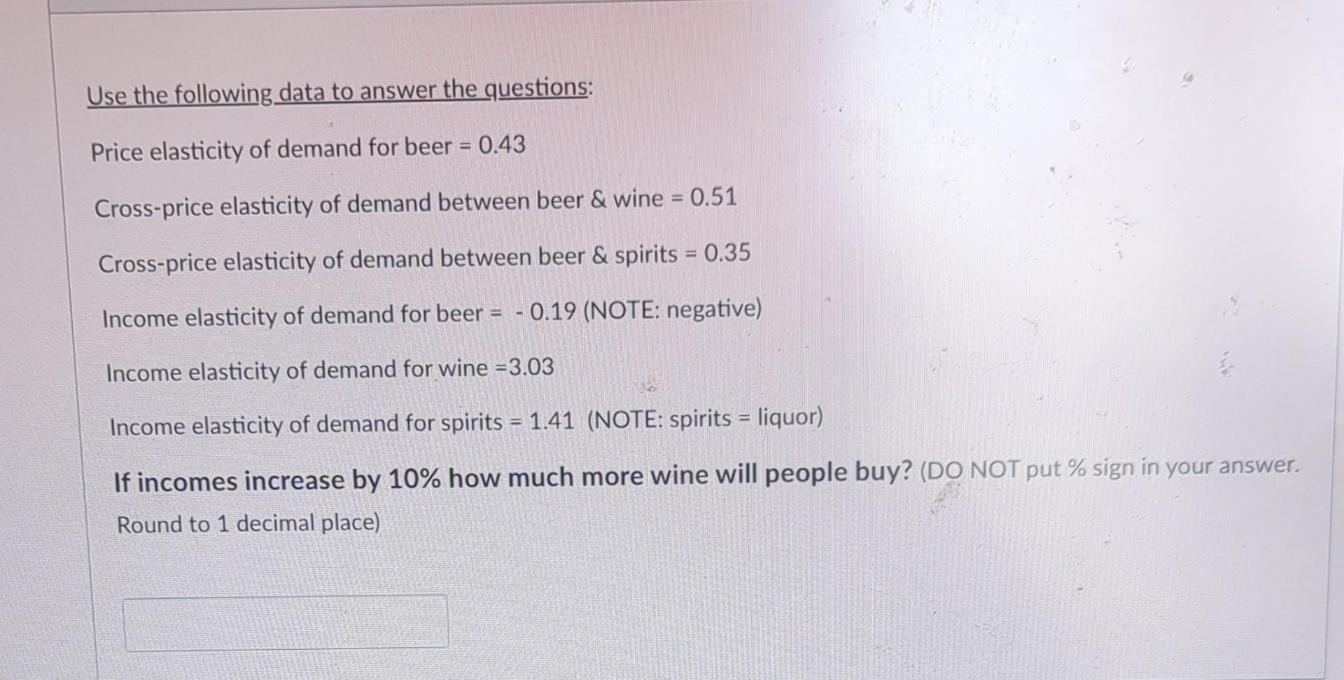 Solved Use the following data to answer the questions: Price | Chegg.com