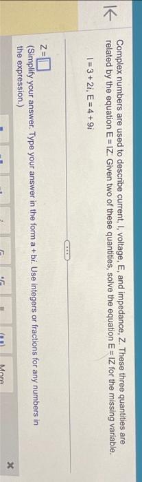 Solved Complex numbers are used to describe current, I, | Chegg.com