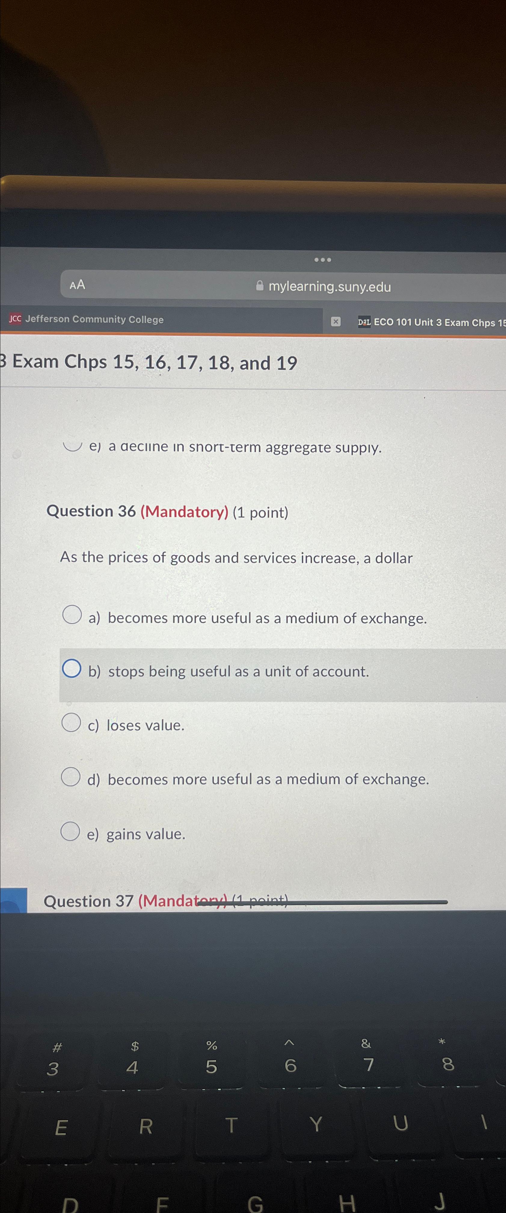 Solved AAmylearning.suny.eduJCC Jefferson Community | Chegg.com